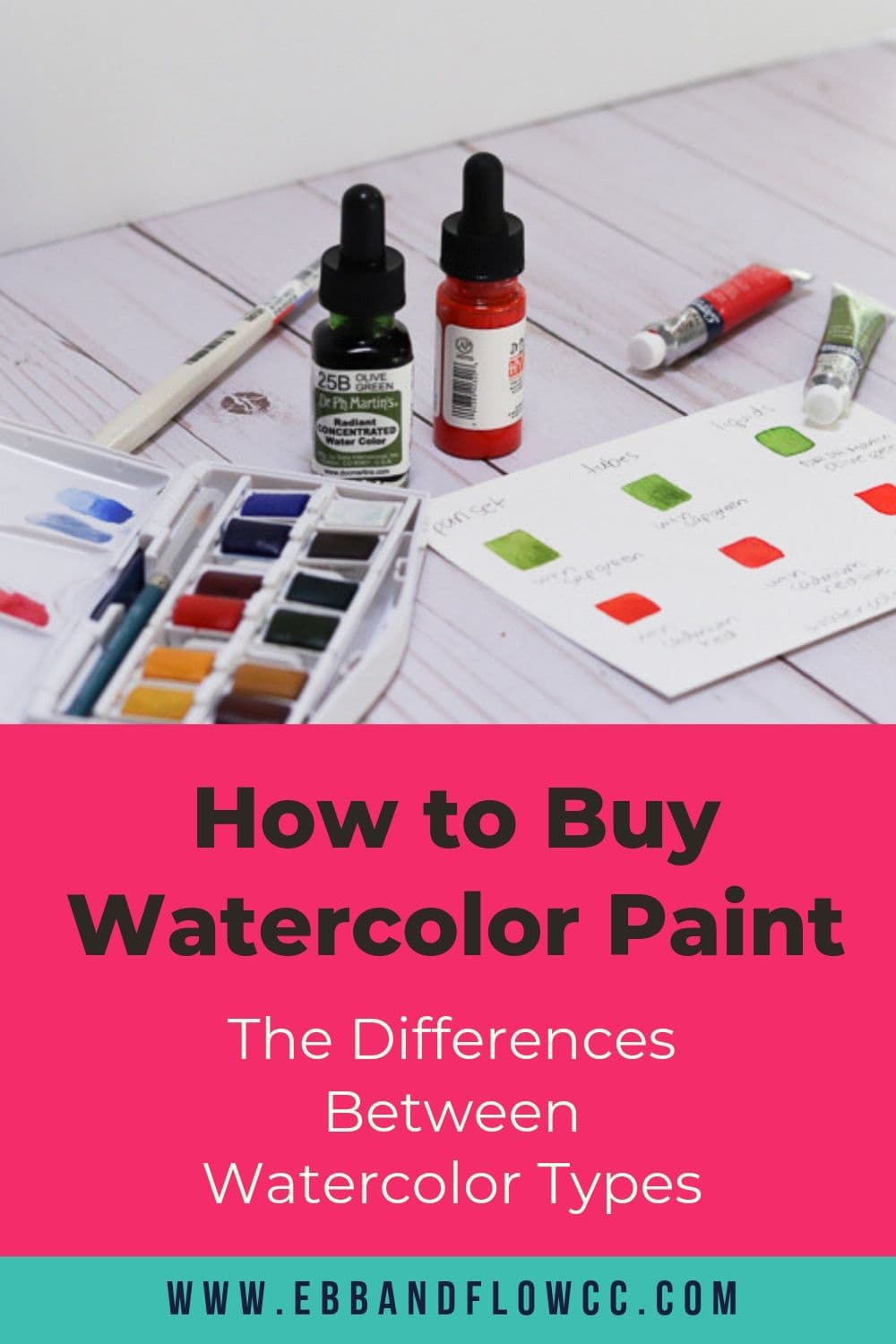The Ultimate Guide to Watercolor Types - Ebb and Flow Creative Co