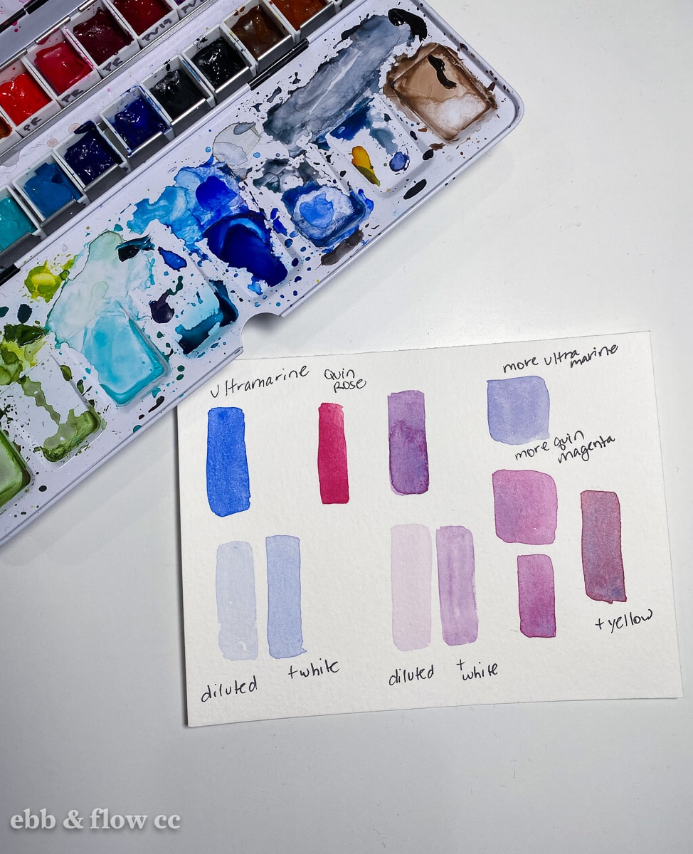 How to Mix Purple Watercolor Paint - Ebb and Flow Creative Co