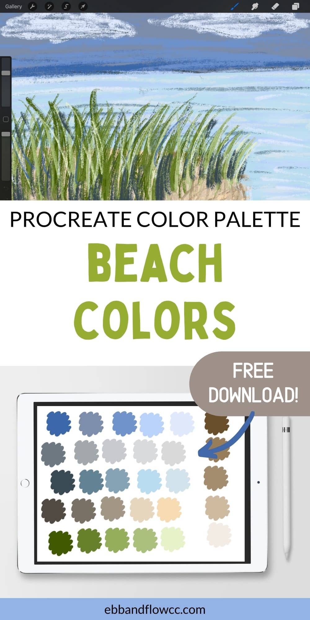 Beach Color Palette for Procreate - Ebb and Flow Creative Co