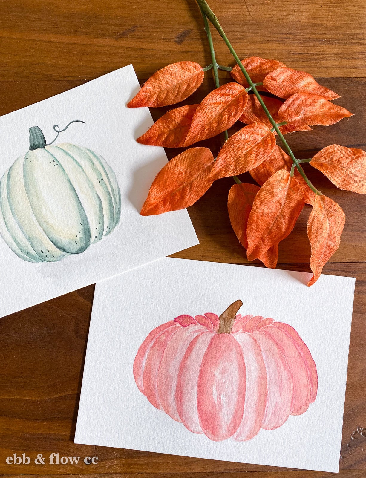 How to Paint Watercolor Pumpkins - Ebb and Flow Creative Co