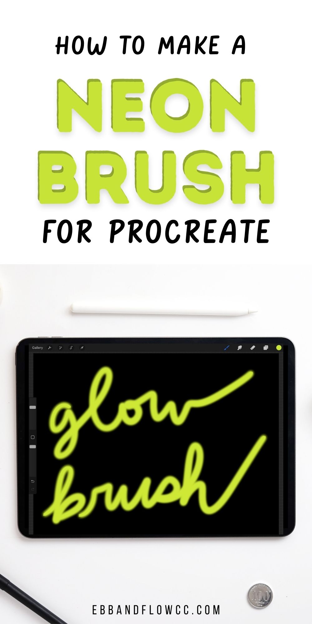 How to Make a Glowing Neon Procreate Brush - Ebb and Flow Creative Co