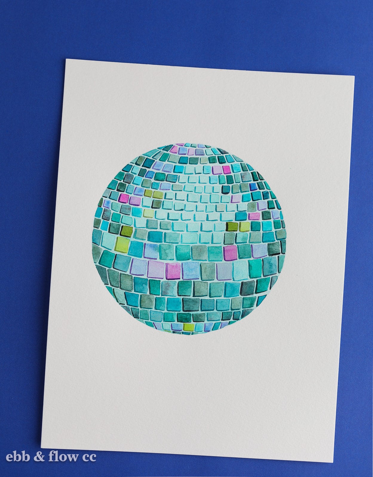 How to Paint a Watercolor Disco Ball - Ebb and Flow Creative Co